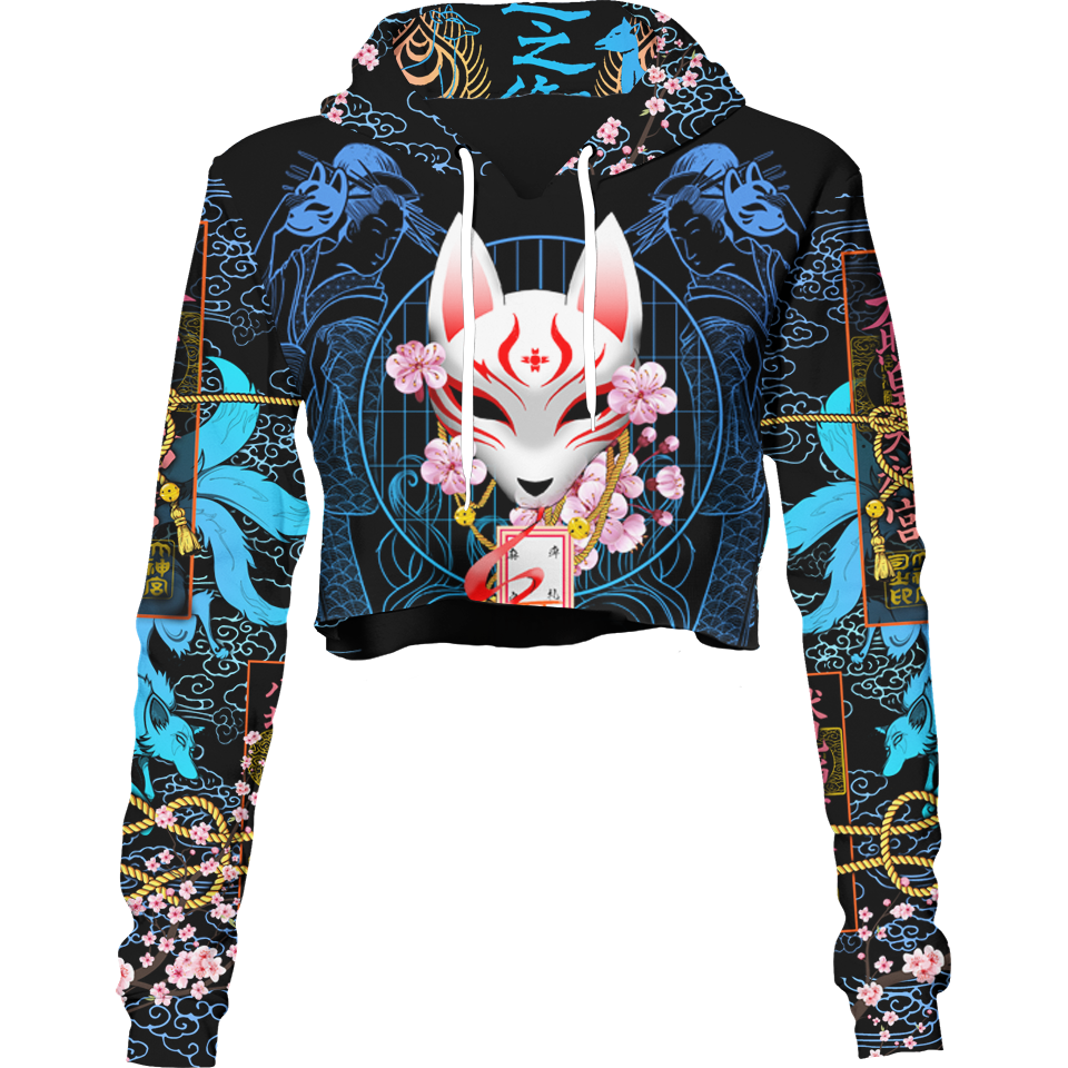 Kitsune Crop Hoodie - Blue Edition – Lunafide