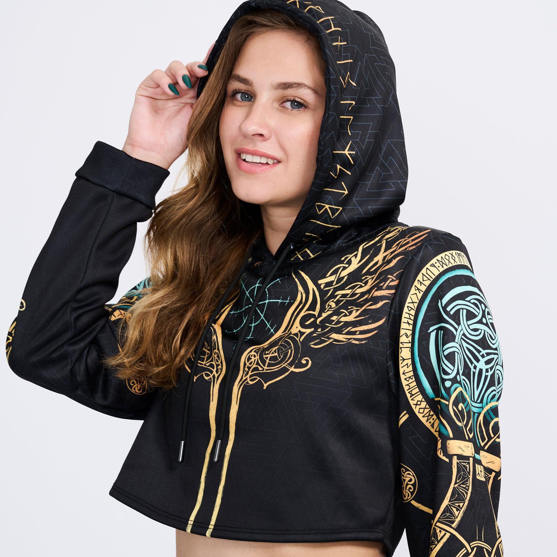 Valkyries of Valhalla Crop Hoodie - Gold Edition – Lunafide