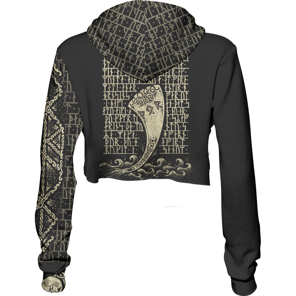 Runes of Thor Crop Hoodie - Stone Edition – Lunafide