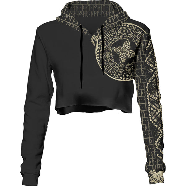 Runes of Thor Crop Hoodie - Stone Edition – Lunafide