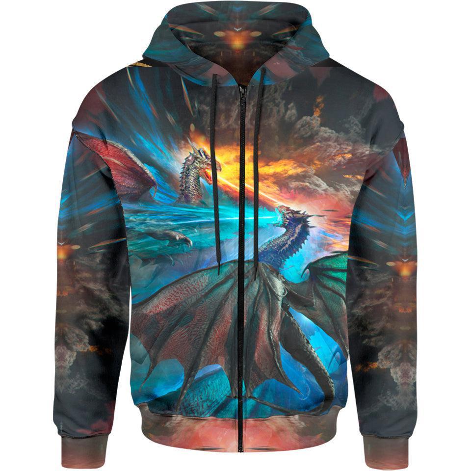 Fire and Ice Dragons Zip Hoodie – Lunafide